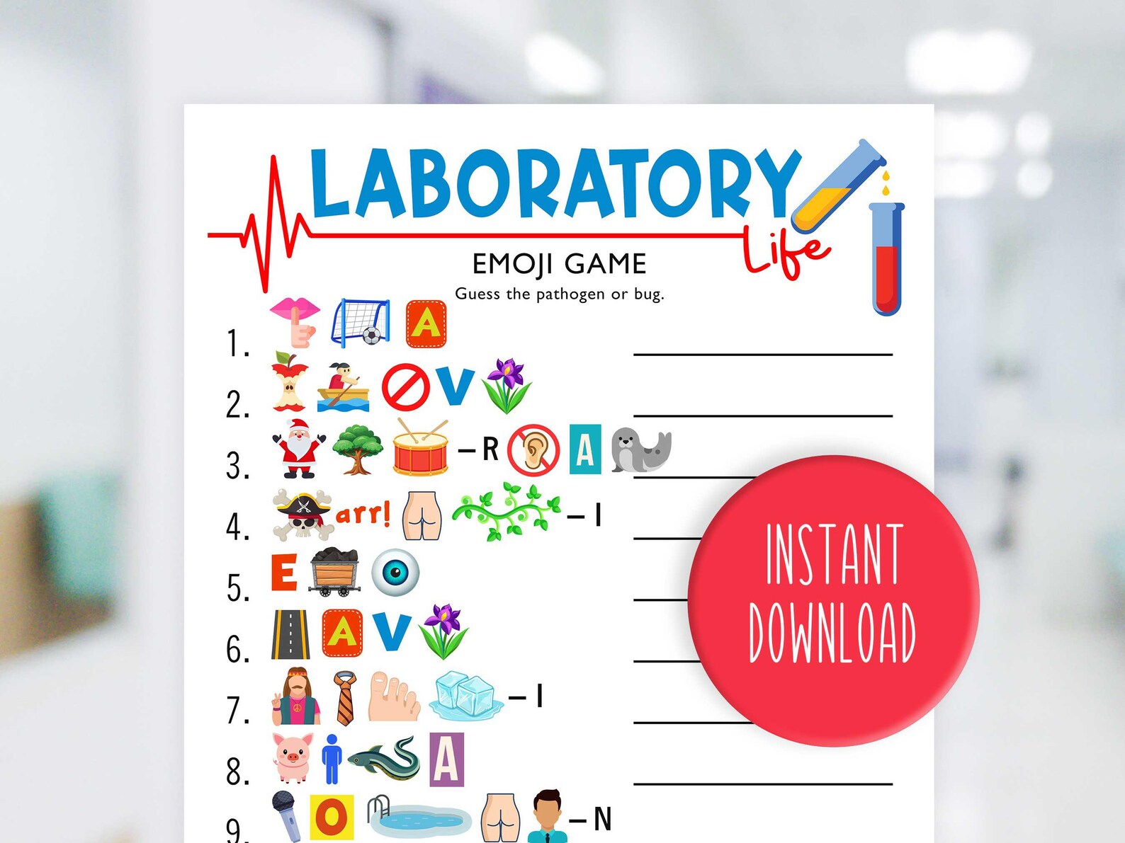 Lab Game Bundle | Lab Tests Emoji Game | Lab Game | Pathogens Emoji ...