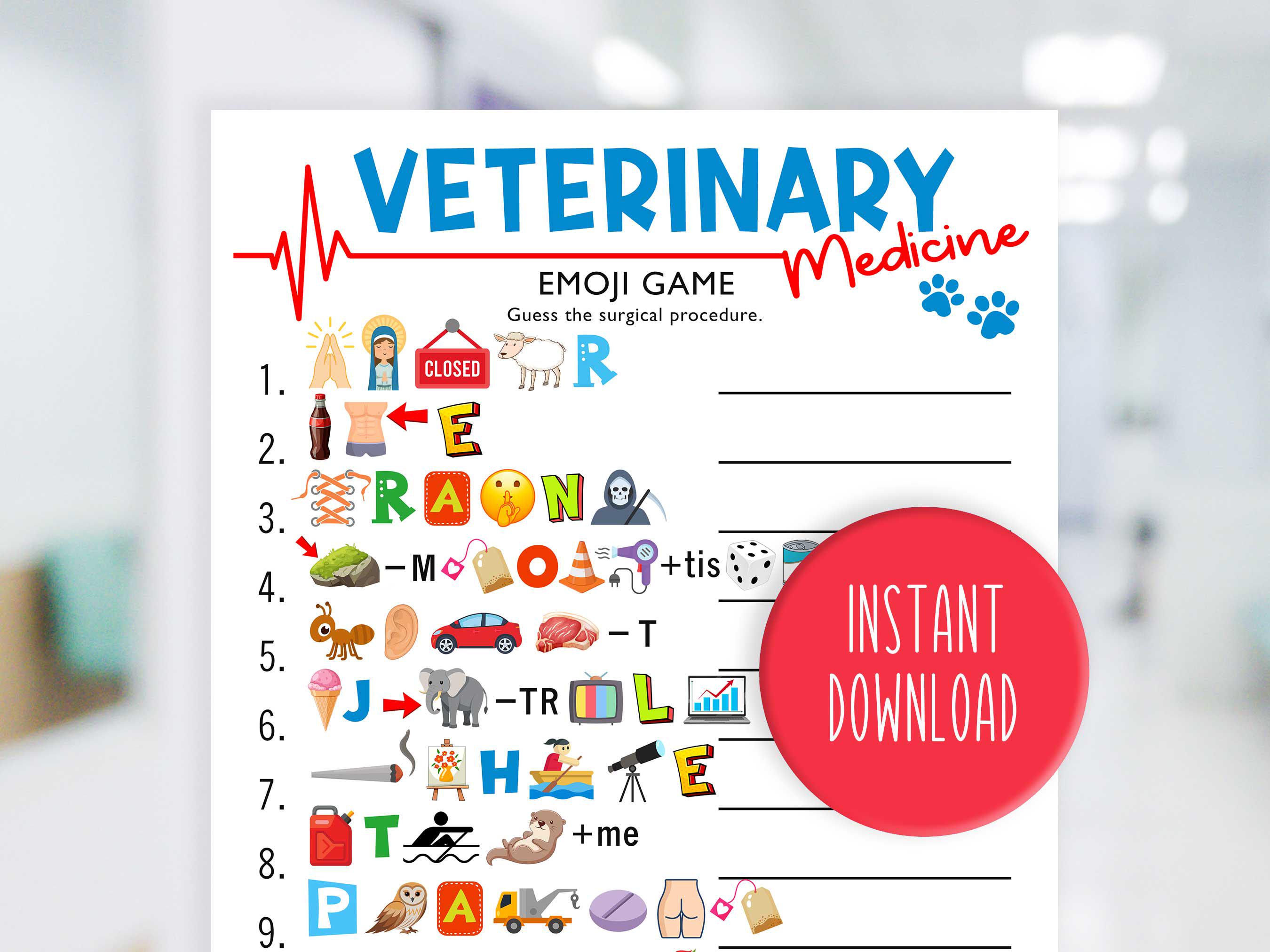 Surgical Procedures Game | Vet Tech Game | Vet Tech Icebreaker | Vet ...