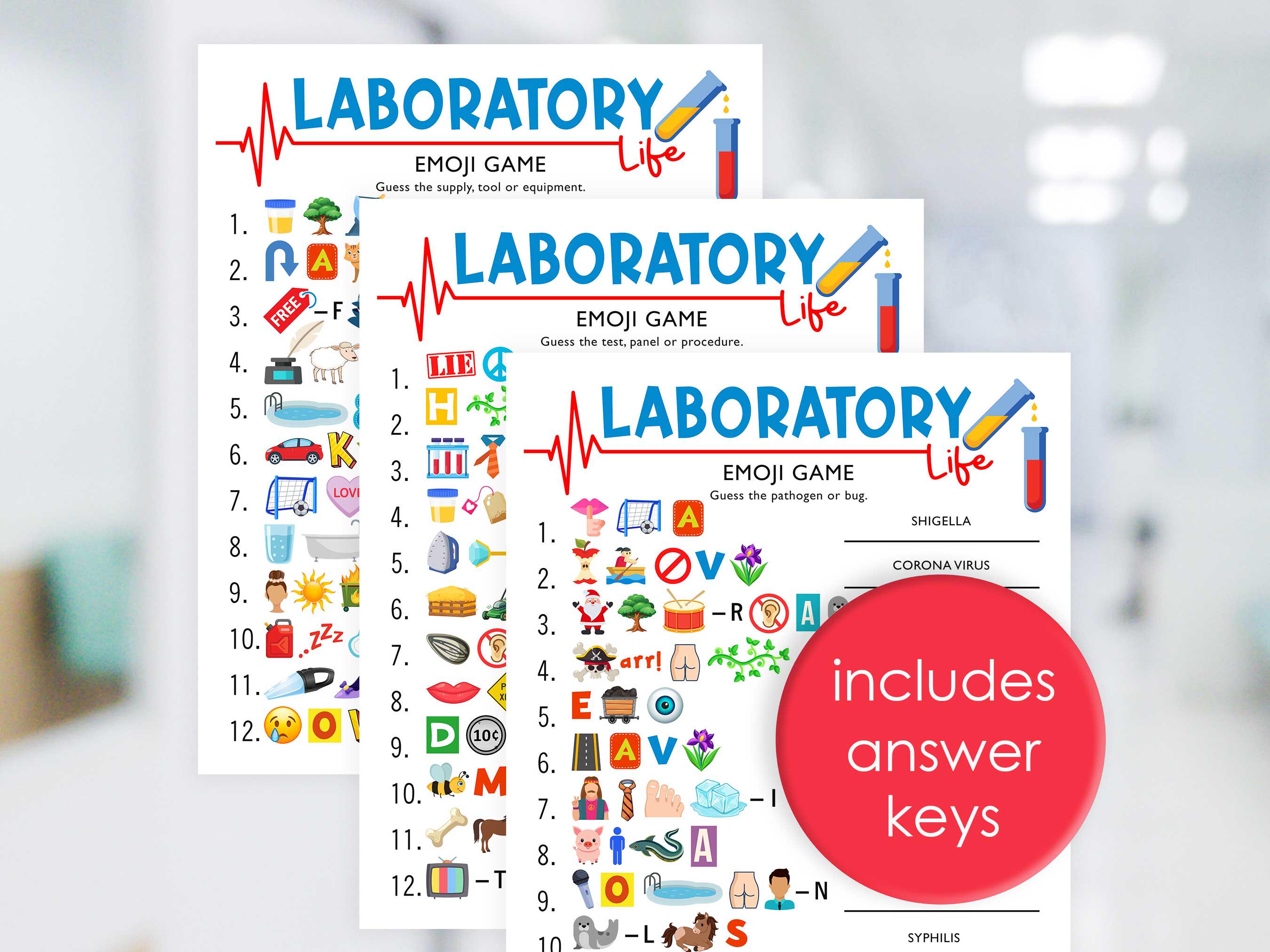 Lab Game Bundle | Lab Tests Emoji Game | Lab Game | Pathogens Emoji ...
