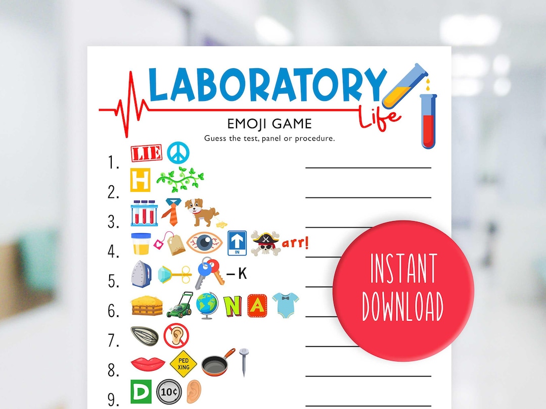 Lab Tests Emoji Game | Lab Game | Lab Emoji Game | Lab Week | Printable ...