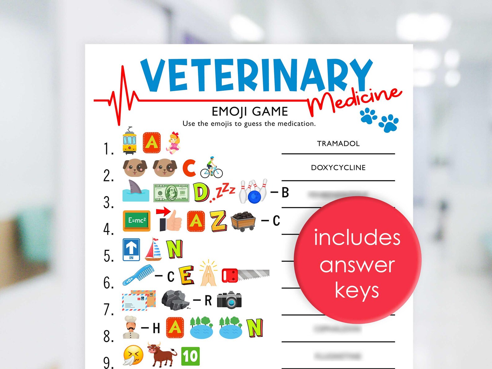 Veterinary Medication Game | Vet Tech Game | Vet Tech Icebreaker | Vet ...