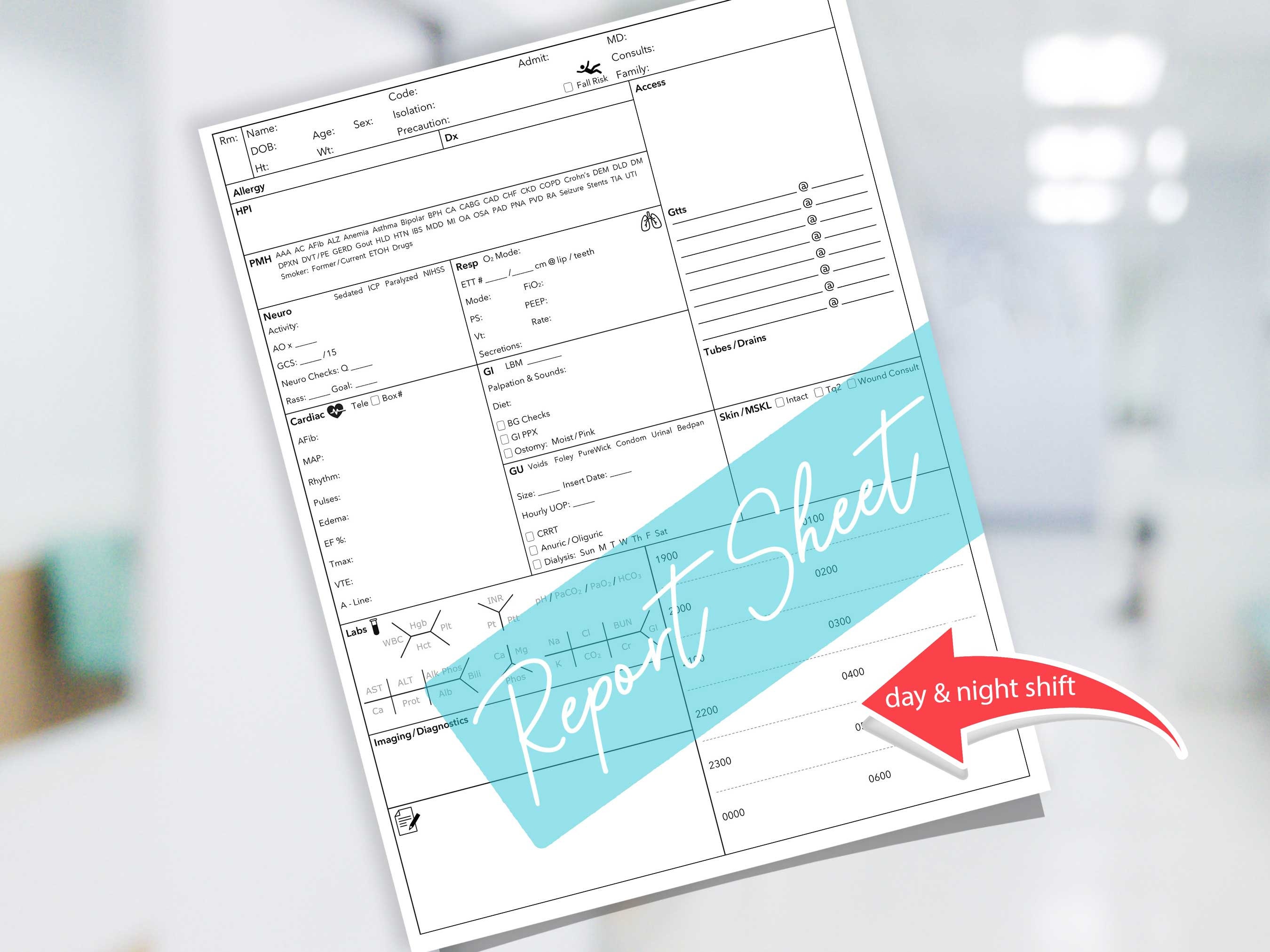 Nurse Brain Nurse Report Sheet ICU Report Sheet ICU Handoff Report Med ...