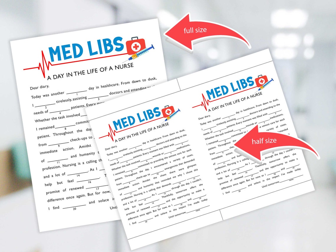 Nurse Med Libs | Nurse Game | Nurse Game Printable | Nurses Week ...