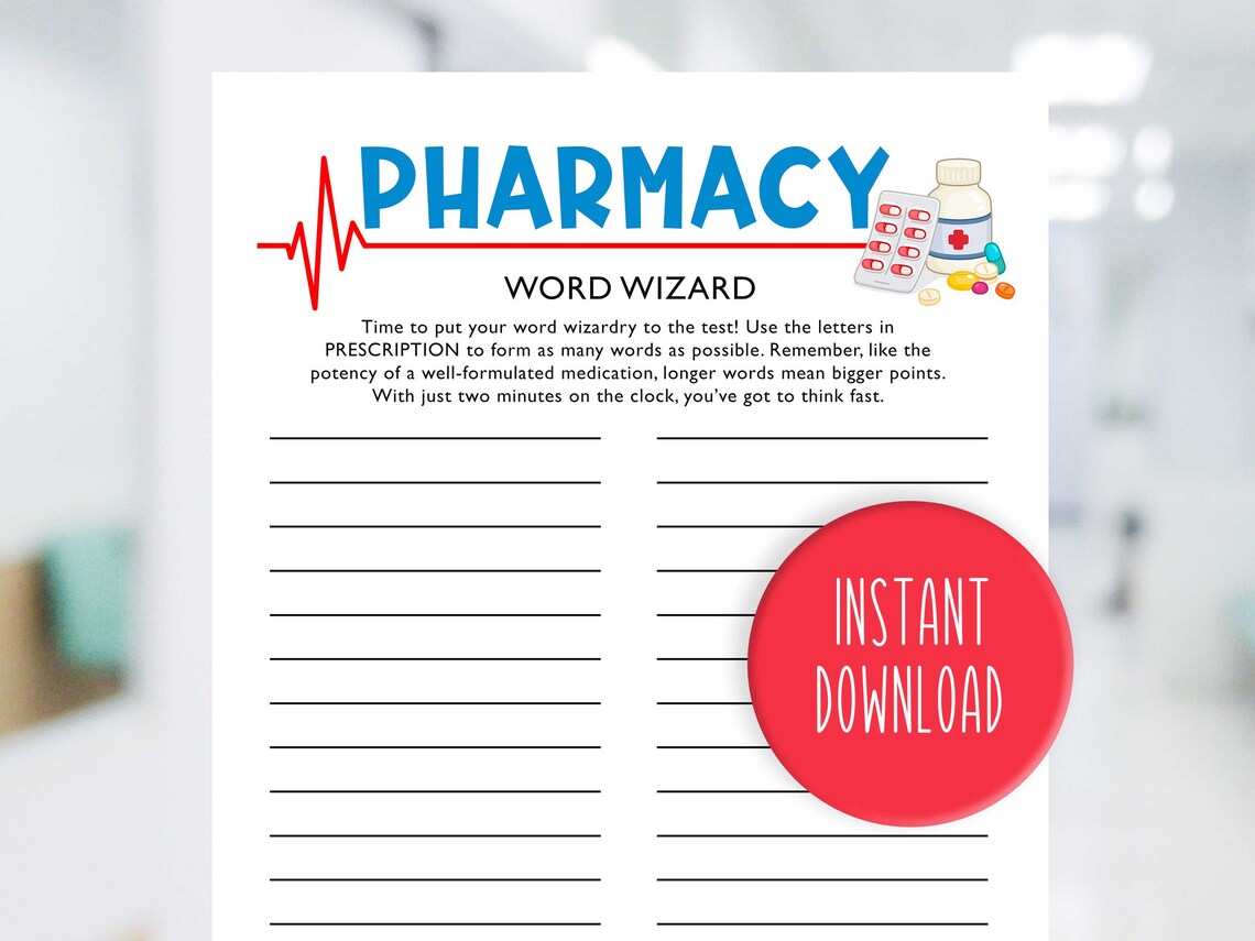 Pharmacy Game - Pharmacy Word Game - Pharmacist Word Game - Pharmacy ...