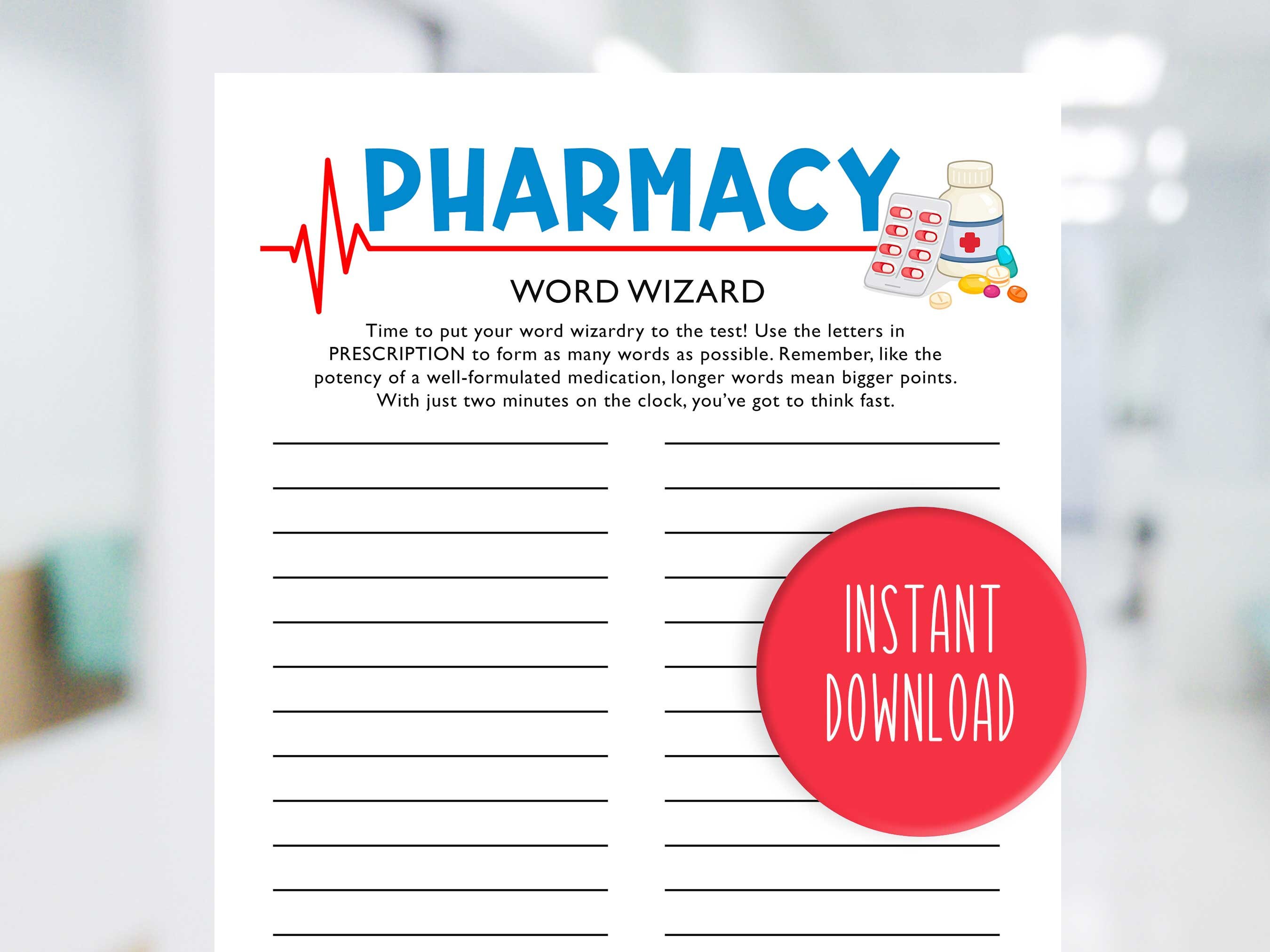 Pharmacy Game - Pharmacy Word Game - Pharmacist Word Game - Pharmacy ...