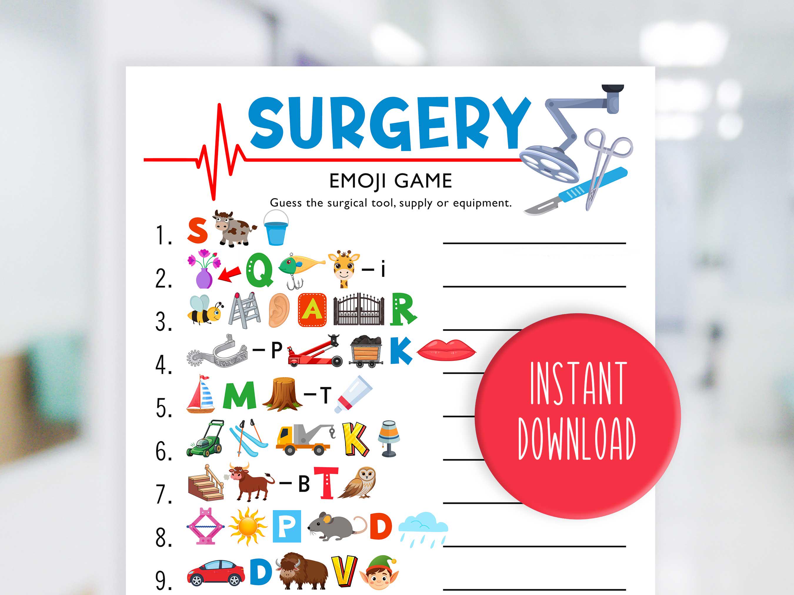 Surgery Emoji Game - Medical Emoji Game - OR Nurse Game - Surgical Tech ...