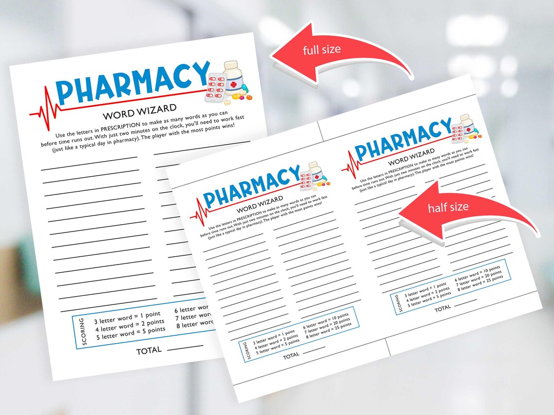 Pharmacy Game - Pharmacy Word Game - Pharmacist Word Game - Pharmacy ...