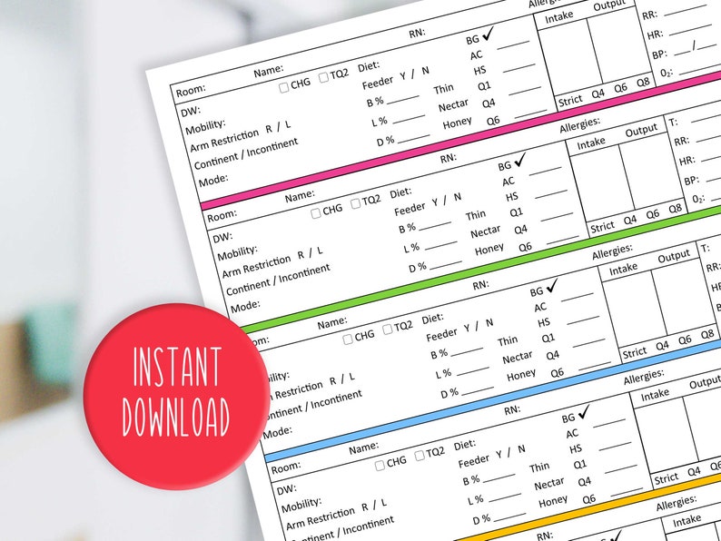 Nurse Shift Planner - CNA Report Sheet - PCT Shift Planner - LTAC Shift ...