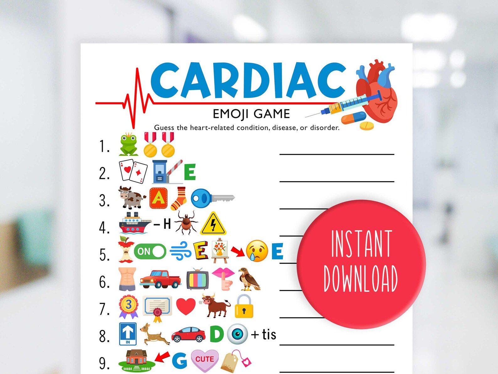 Cardiac Conditions Game | Cardiovascular Emoji Game | Cardiovascular ...
