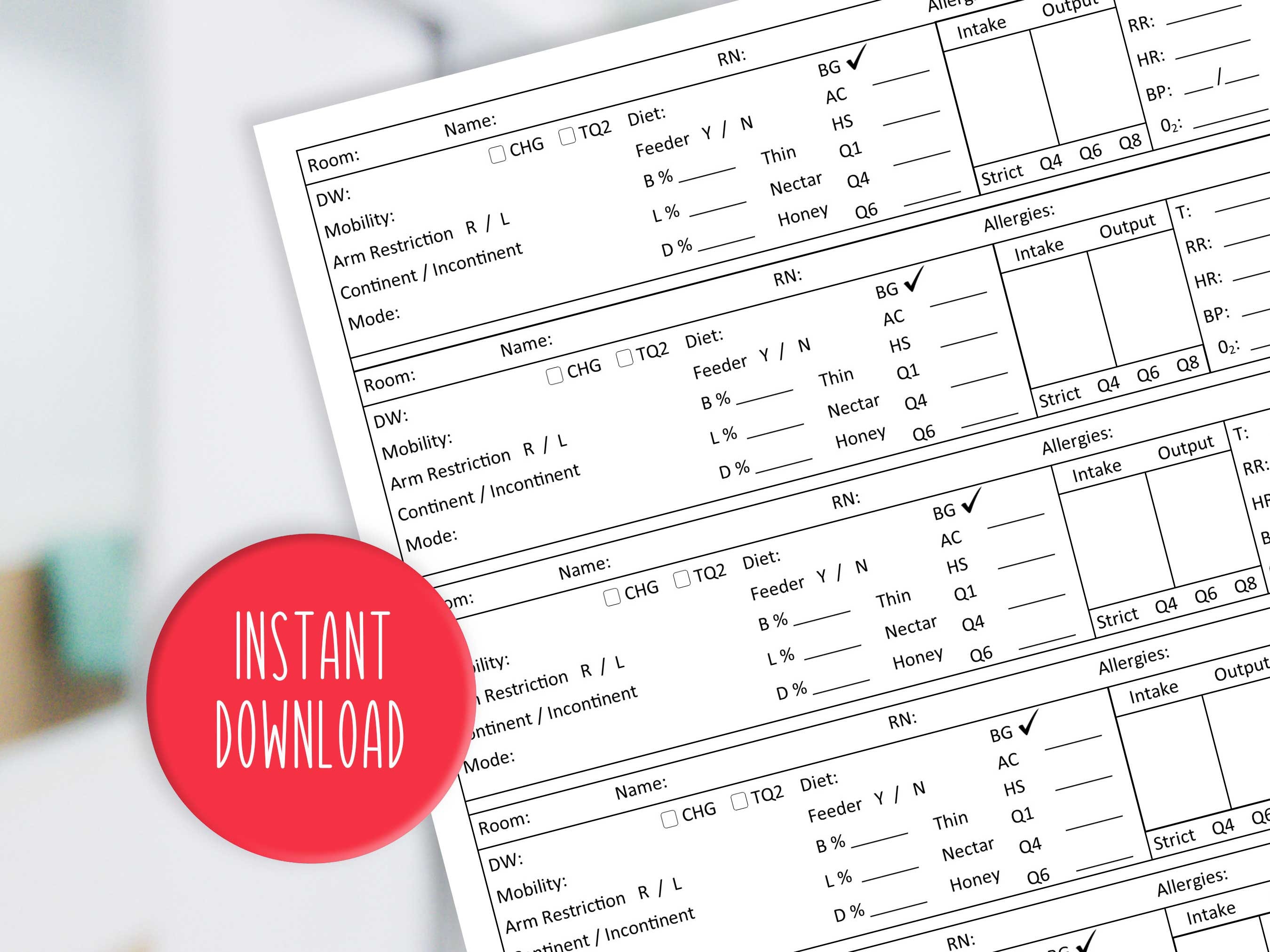 Nurse Shift Planner CNA Report Sheet PCT Shift Planner LTAC Shift ...