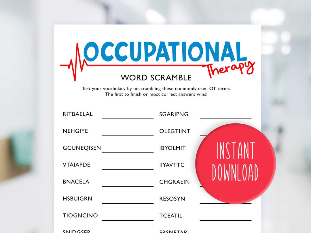 Word Scramble OT Game | Occupational Therapy Game | Occupational ...