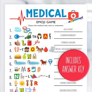 Medical Emoji Game | Printable Healthcare Game | Nursing Emoji Quiz ...