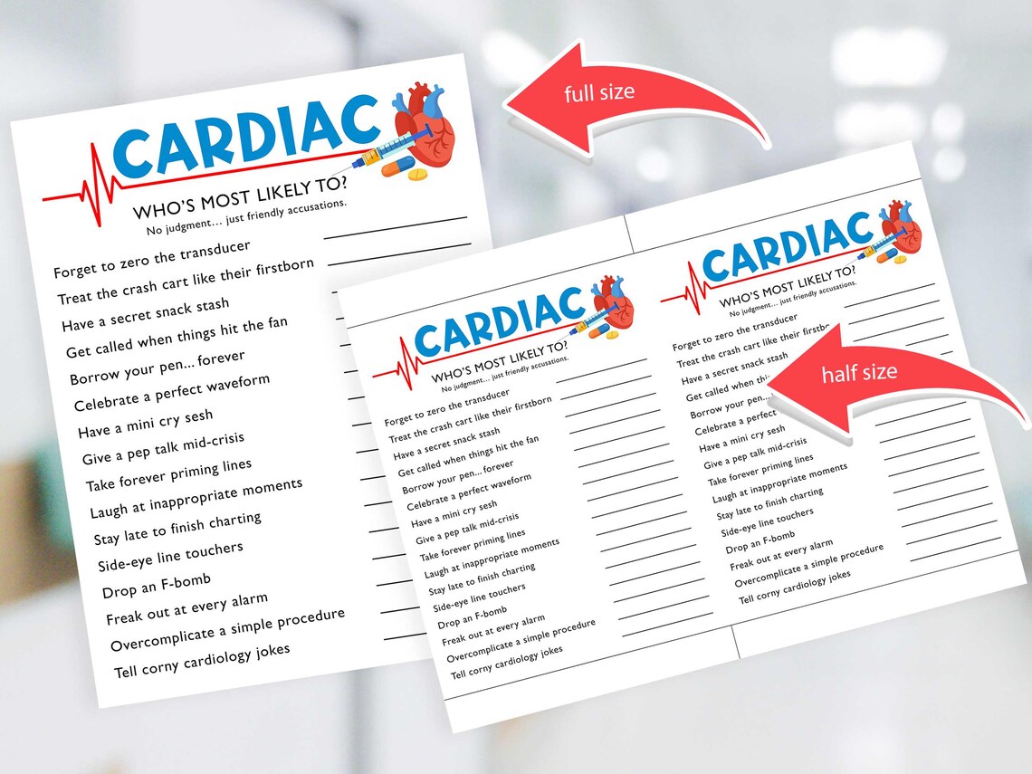 Cardiovascular Who's Most Likely To? Game | Cardiology Game | Cardiac ...