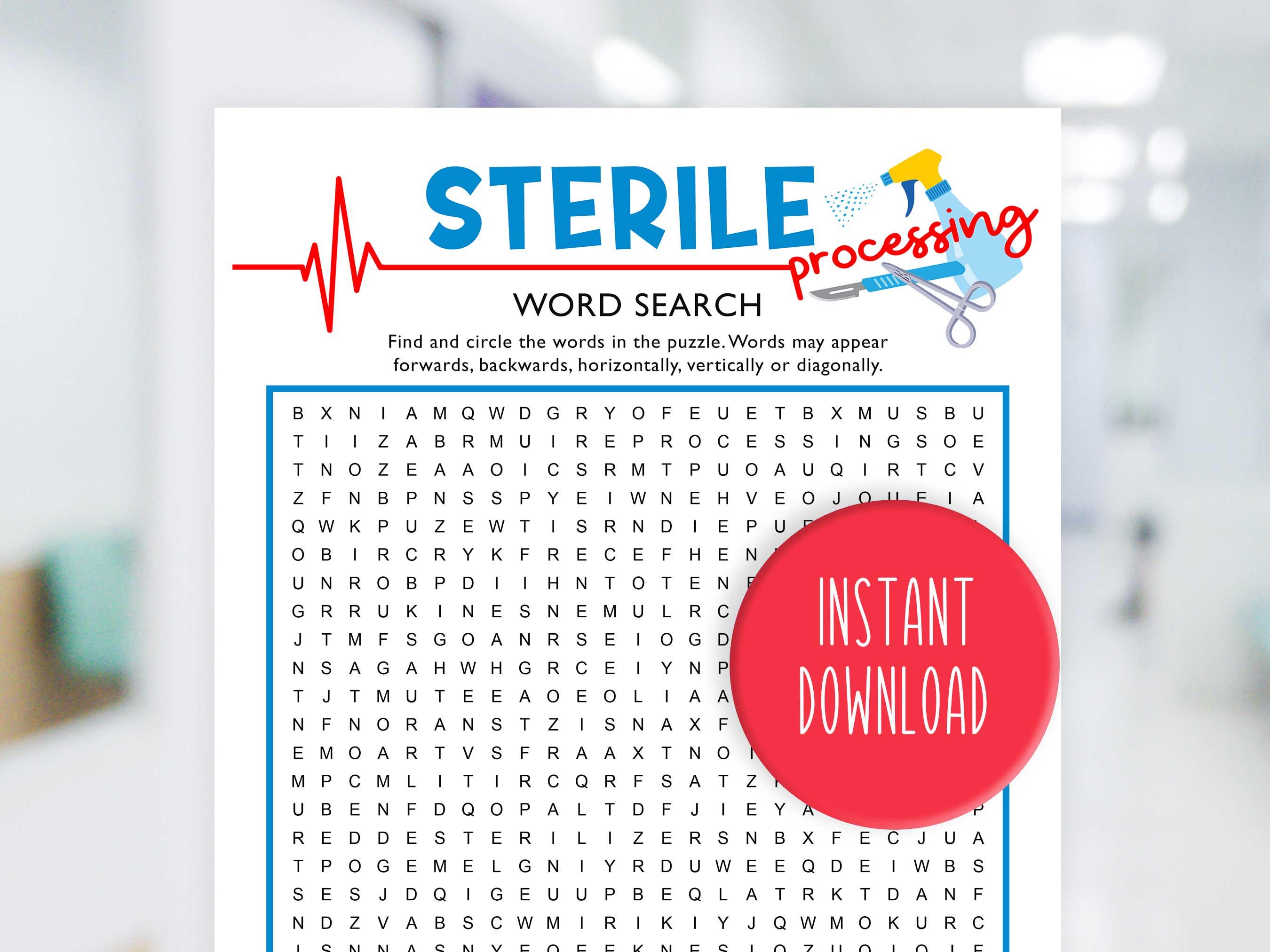 SPD Word Search | SPD Word Puzzle | Sterile Processor Word Search ...