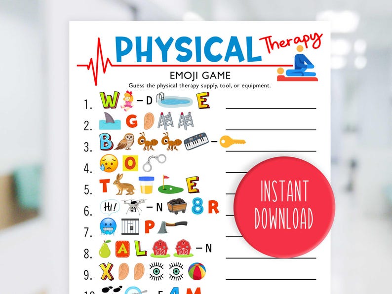 Physical Therapy Emoji Game | Printable Physical Therapy Game ...