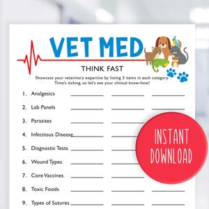 Think Fast Game | Veterinary Game | Veterinary Staff Game | Vet Tech ...