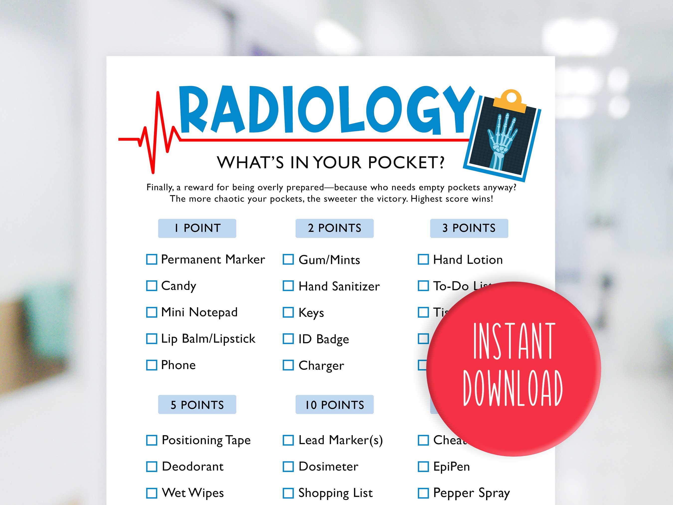 Radiology Pocket Game | Radiology Game | Rad Tech Activity | Radiology ...