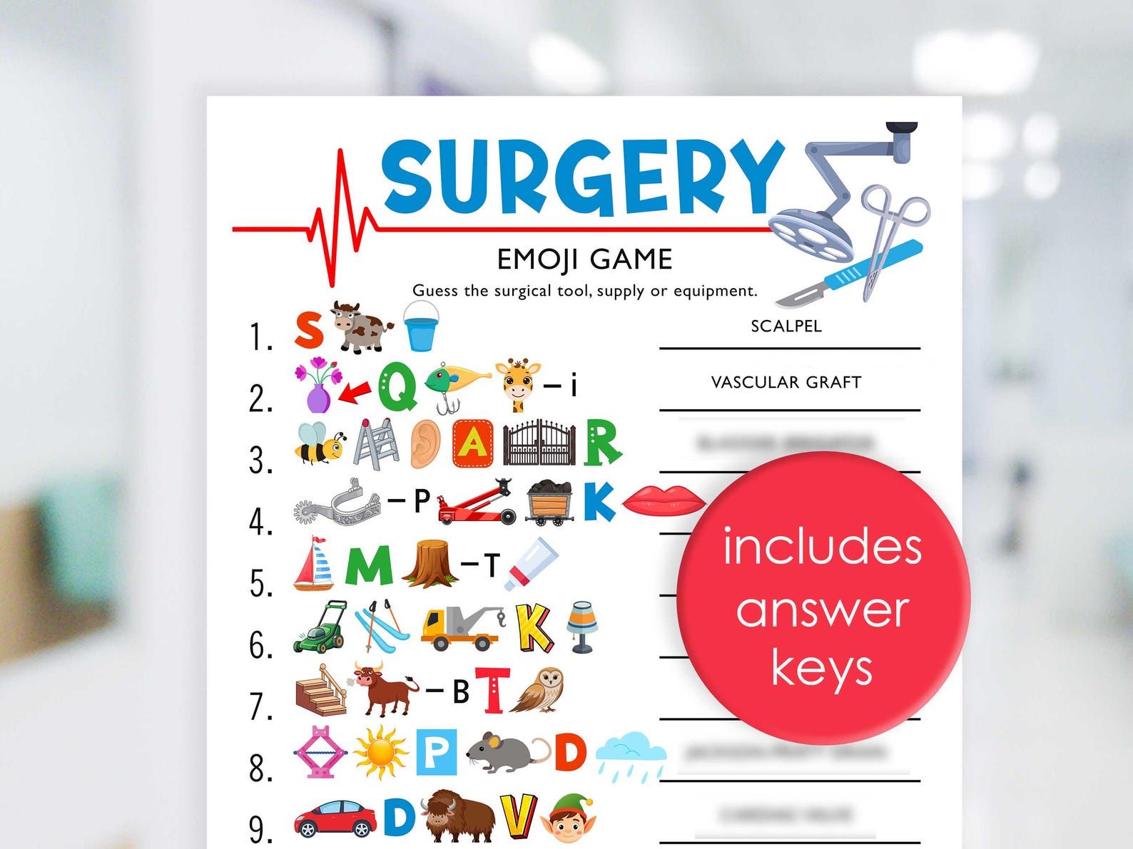 Surgery Emoji Game - Medical Emoji Game - OR Nurse Game - Surgical Tech ...