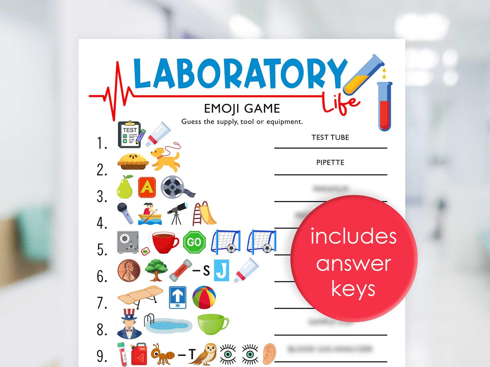 Lab Supplies Emoji Game | Lab Game | Lab Emoji Game | Lab Week ...