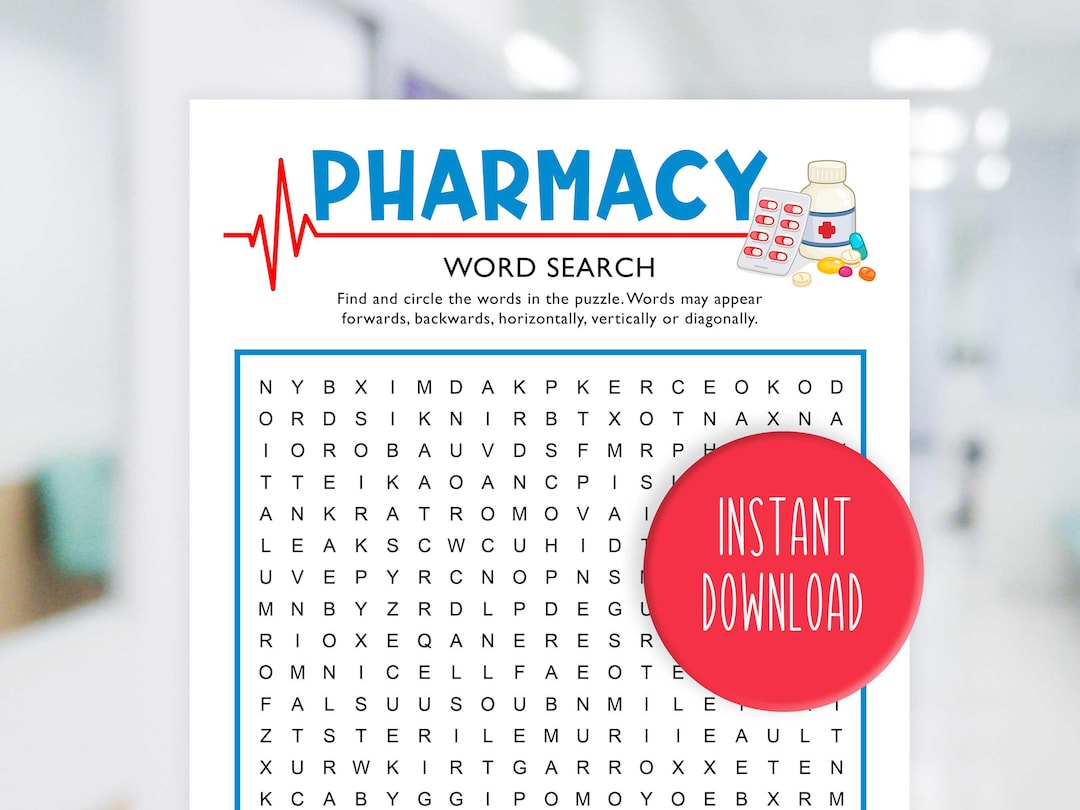 Hospital Pharmacy Word Search | Pharmacy Game | Pharmacy Tech Game ...