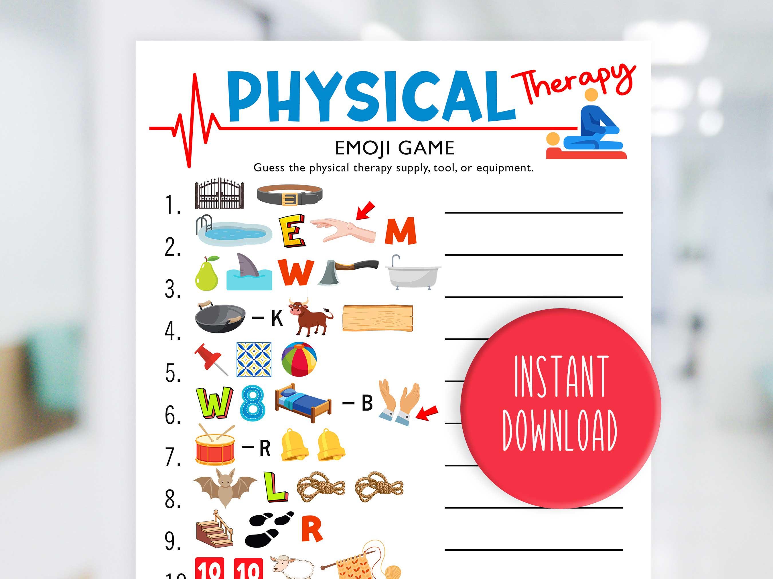 Physical Therapy Emoji Game | Printable Physical Therapy Game ...