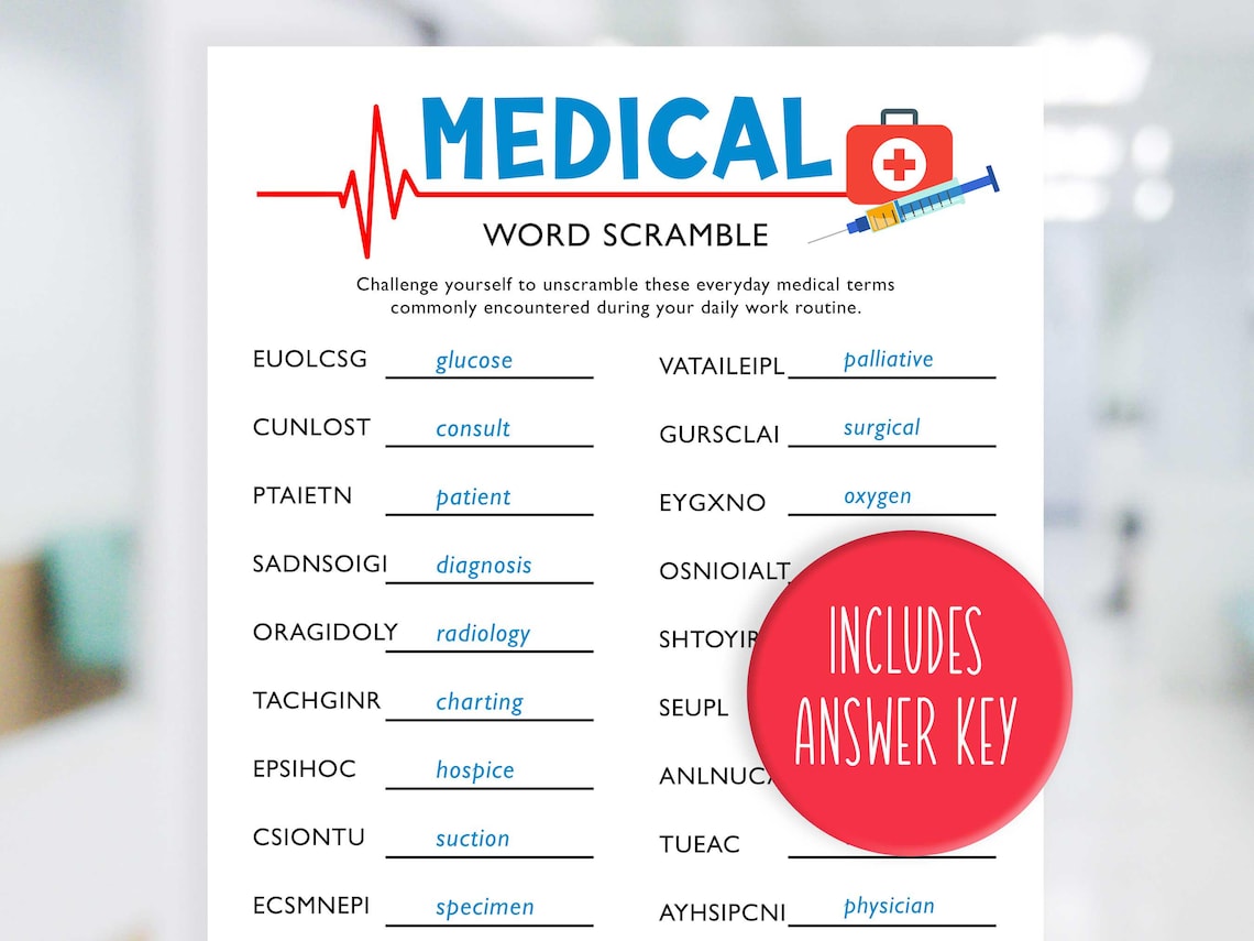 Medical Word Scramble | Nurse Word Scramble | Healthcare Word Scramble ...
