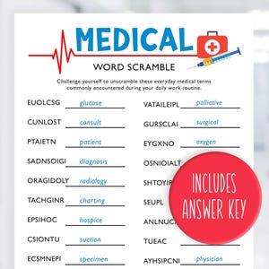Medical Word Scramble | Nurse Word Scramble | Healthcare Word Scramble ...