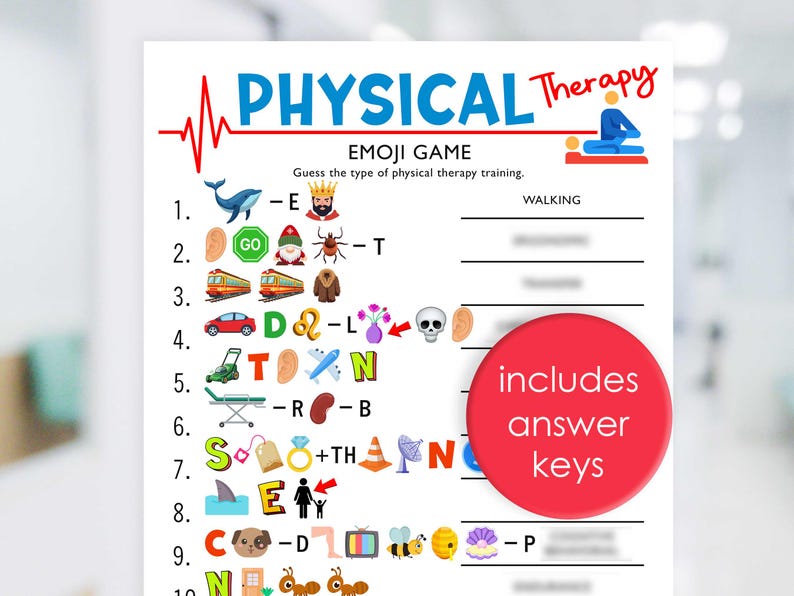 Physical Therapy Emoji Game | Physical Therapist Game | Physical ...