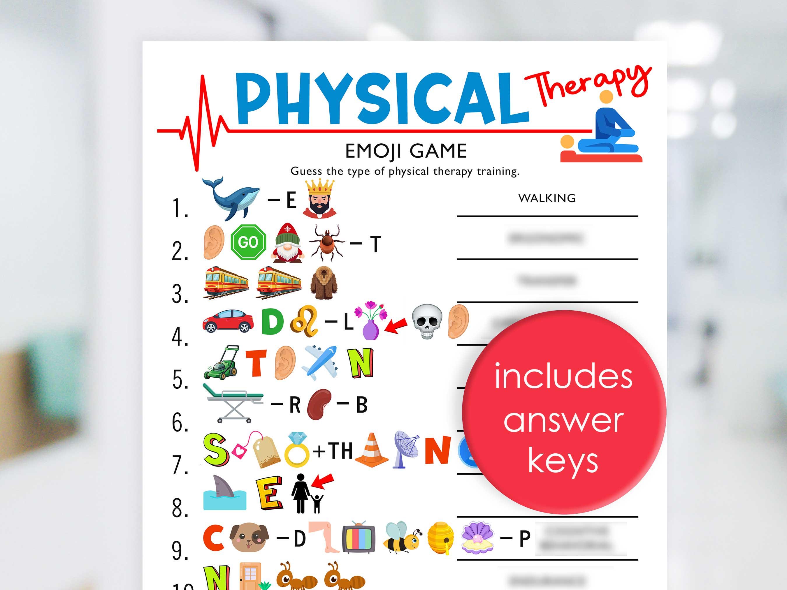 Physical Therapy Emoji Game | Physical Therapist Game | Physical ...