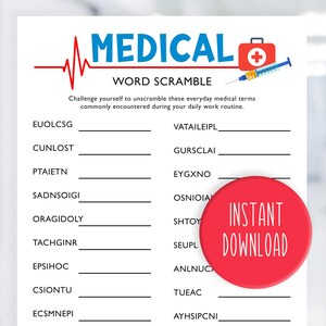 Medical Word Scramble | Nurse Word Scramble | Healthcare Word Scramble ...