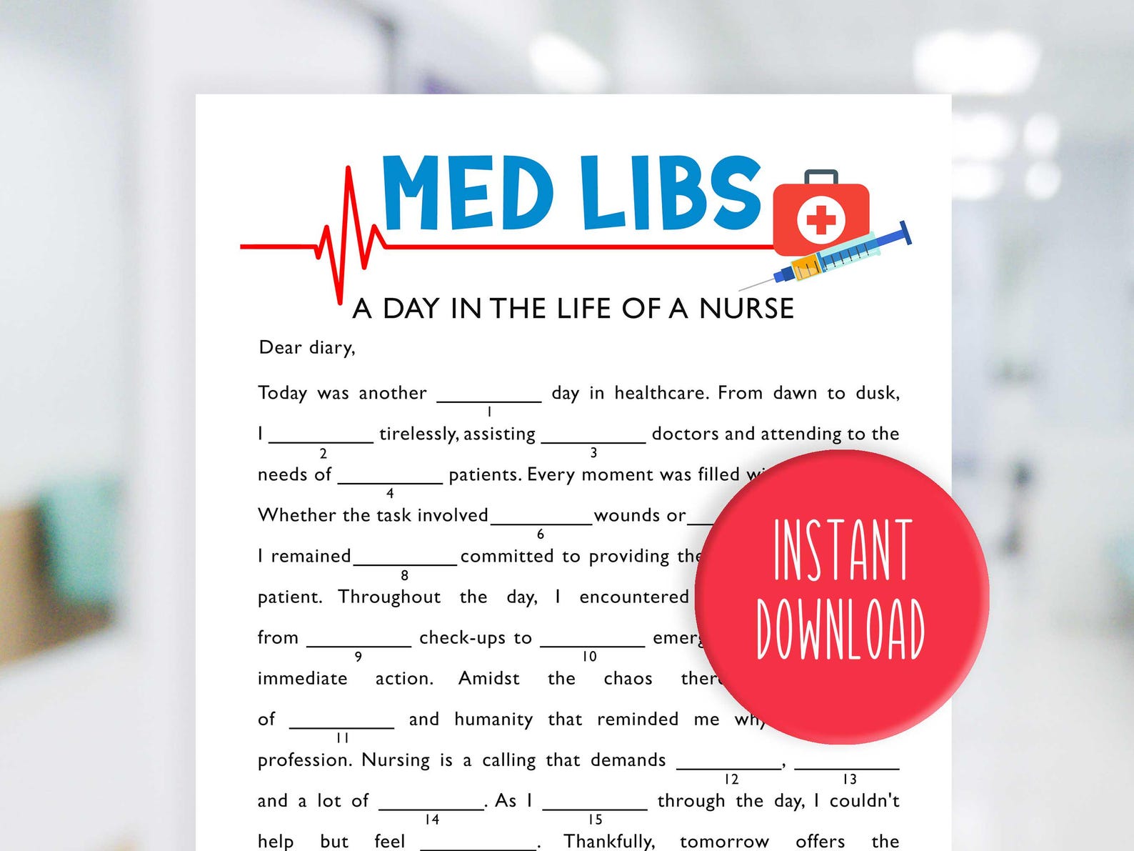 Nurse Med Libs | Nurse Game | Nurse Game Printable | Nurses Week ...