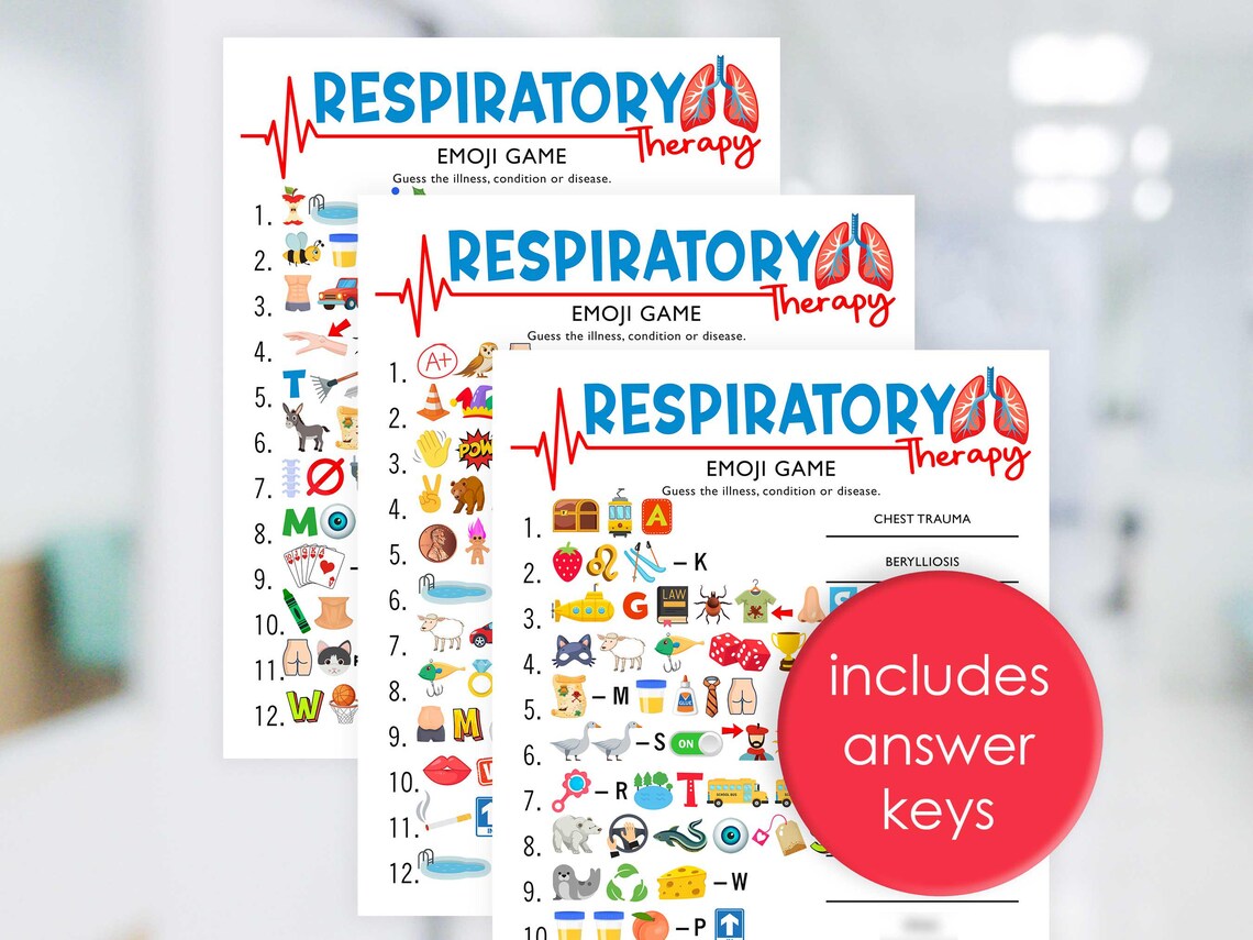 Respiratory Therapy Emoji Game - Disease Emoji Game - Respiratory ...