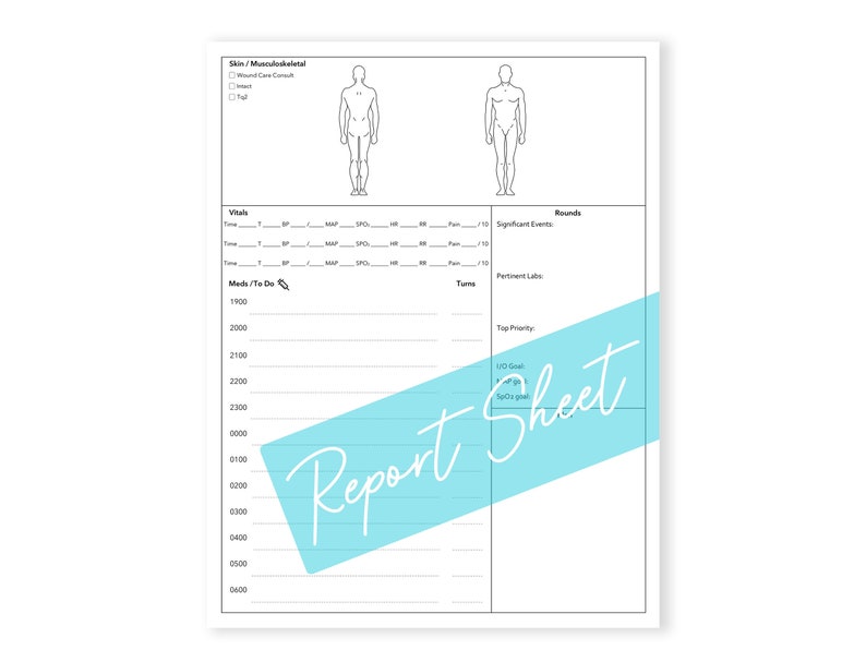 ICU Report Sheet Detailed Format ICU Handoff Report Med Surg Report ...