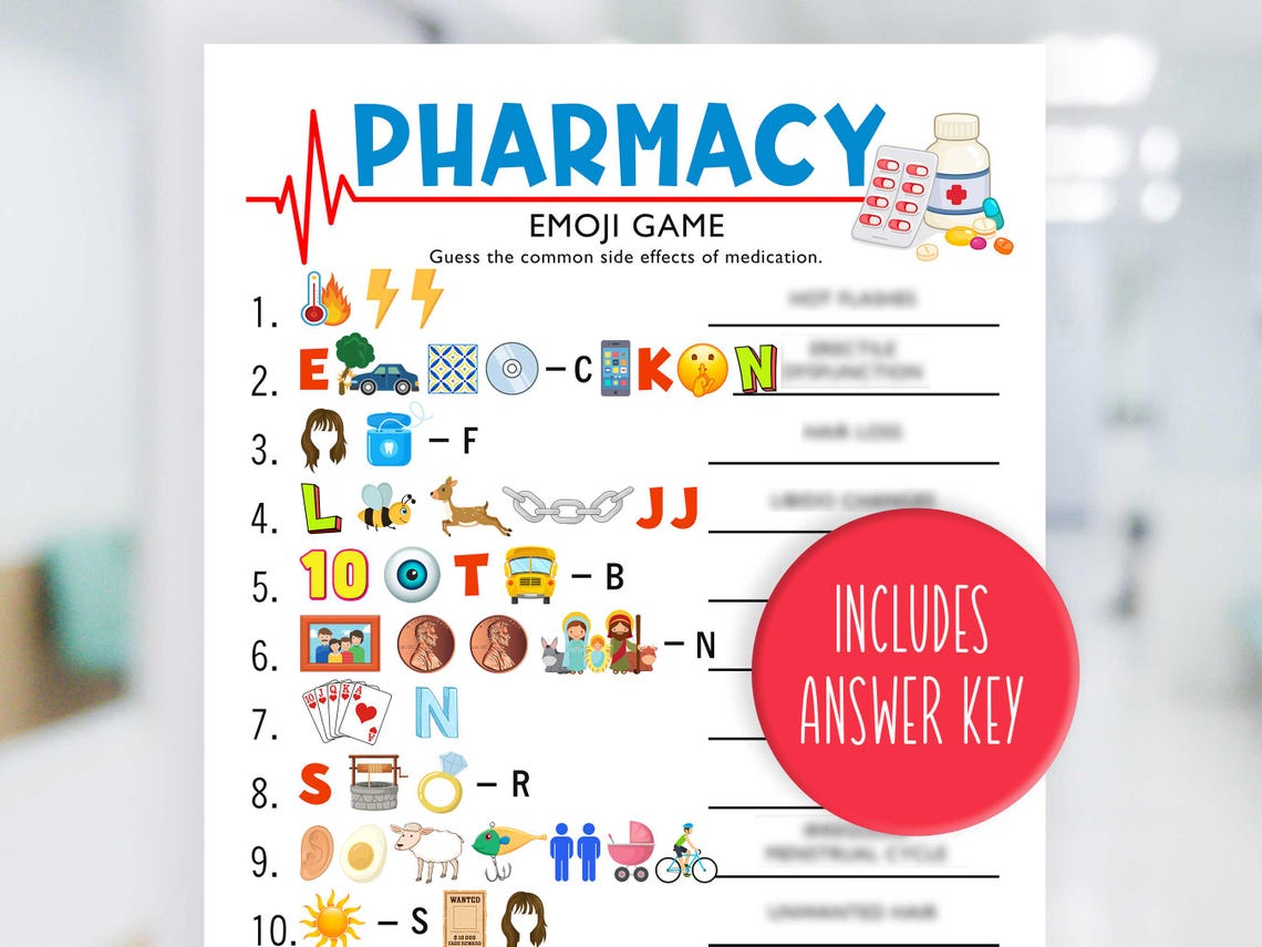 Pharmacy Game | Pharmacy Emoji Game | Medical Emoji Game | Printable ...