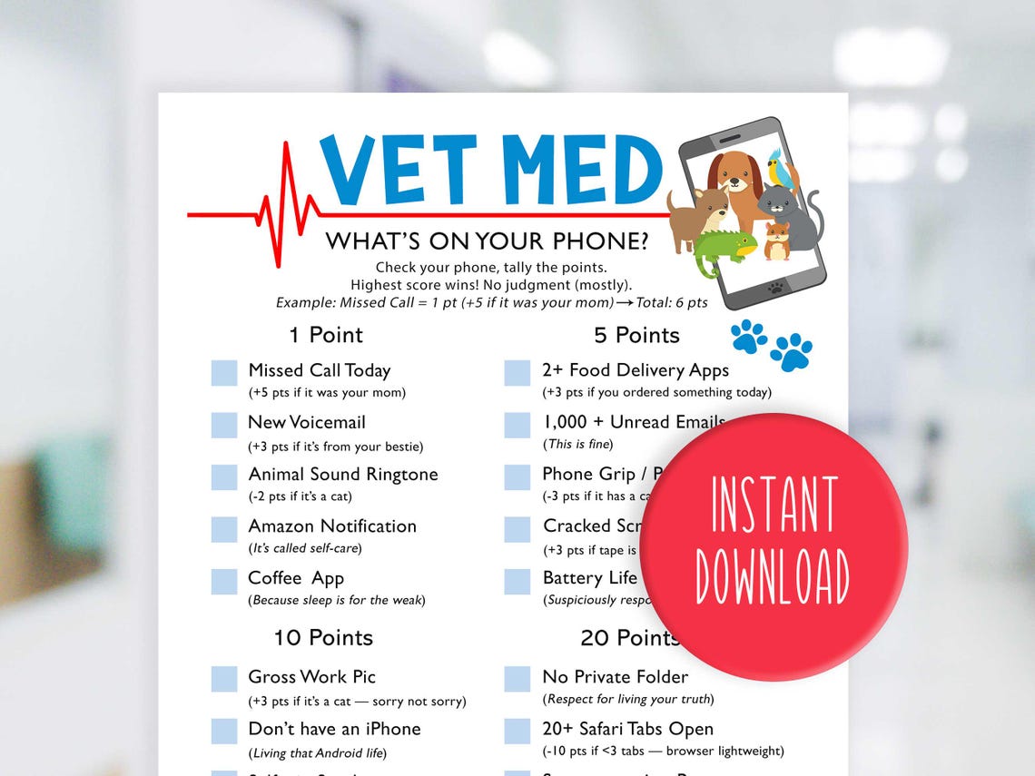 What's on Your Phone | Vet Tech Game | Vet Tech Icebreaker | Vet Tech ...