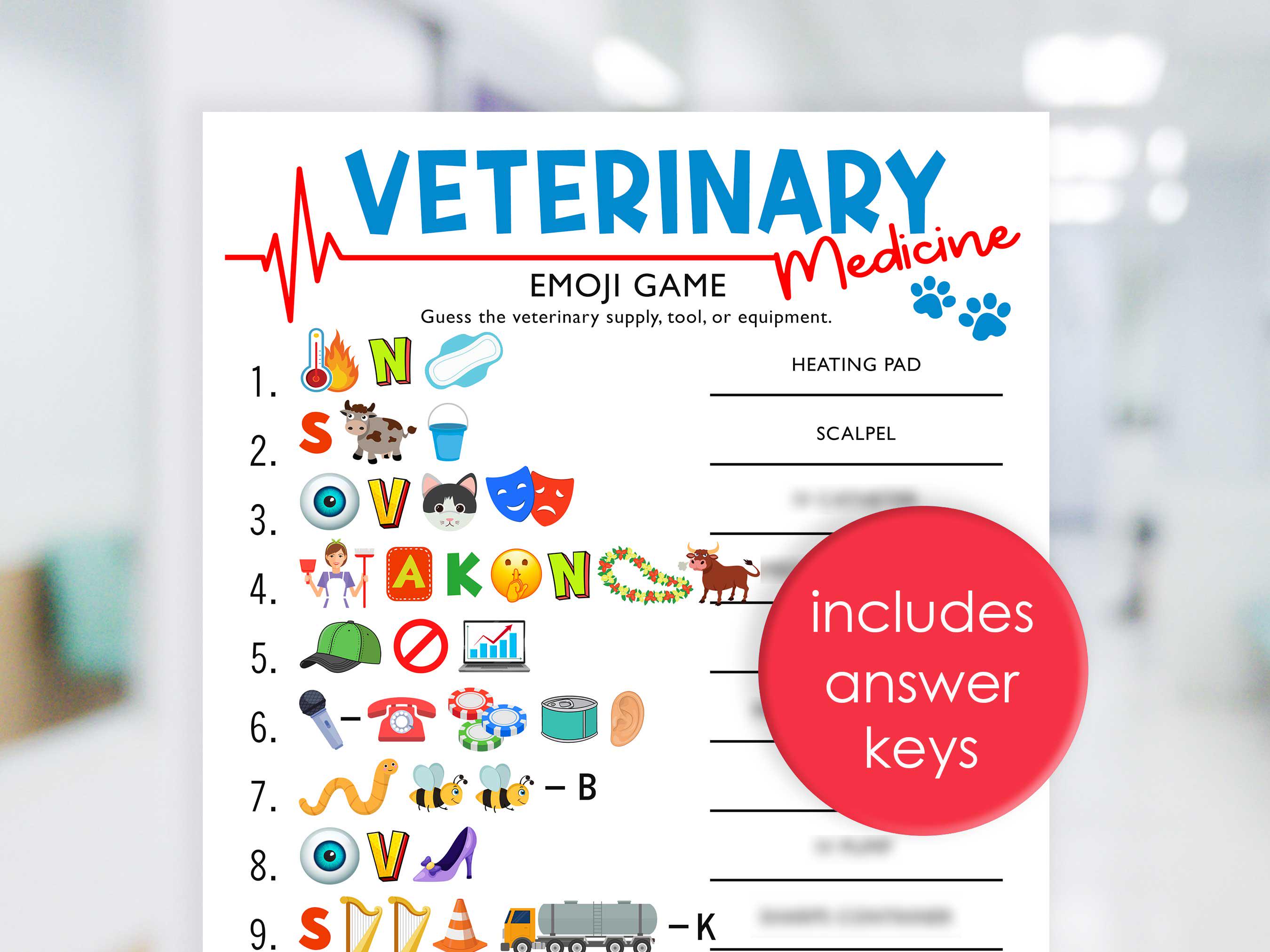 Veterinary Supplies Game | Vet Tech Game | Vet Tech Icebreaker | Vet ...