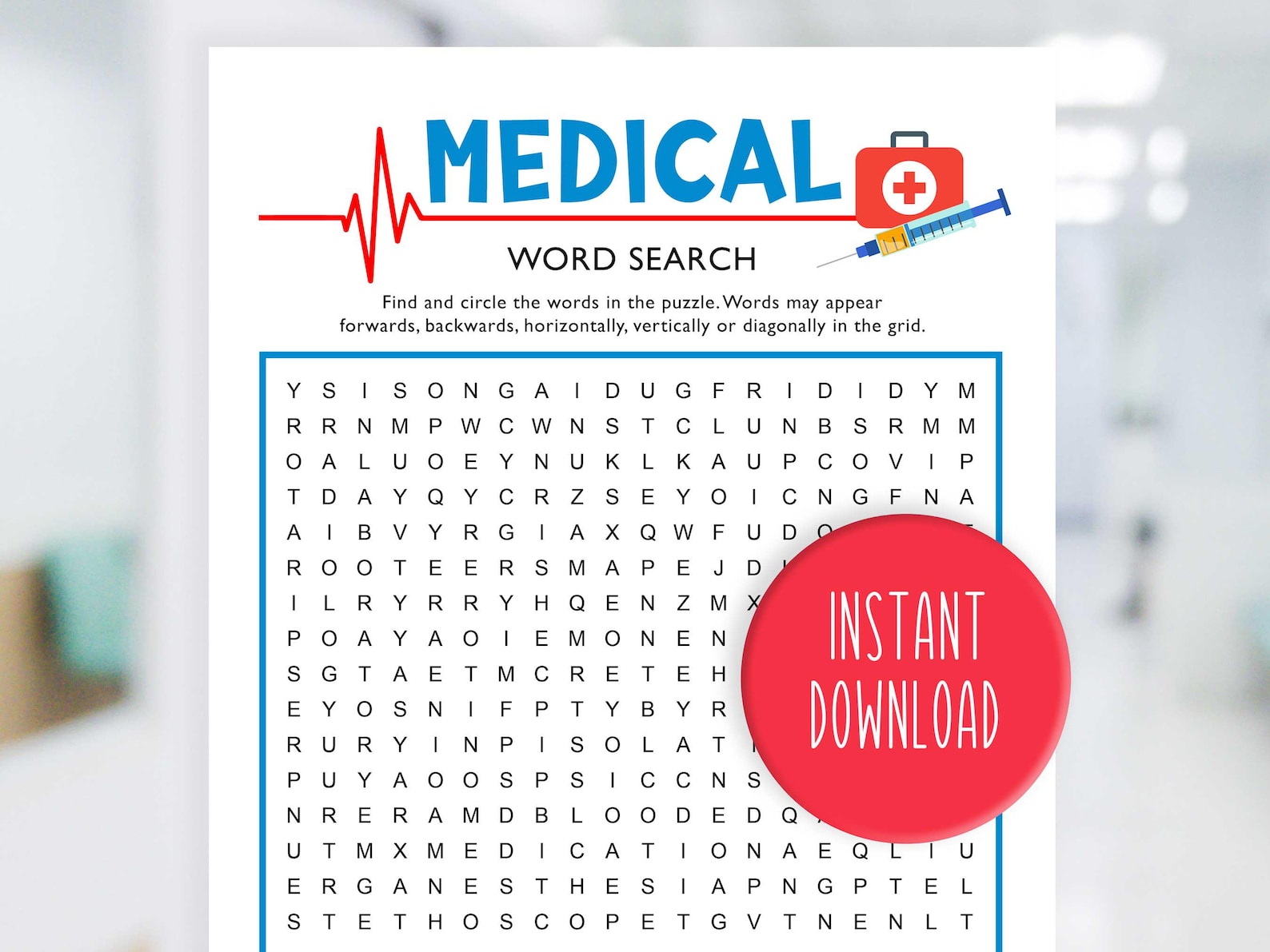 Medical Word Search | Nurse Word Search | Healthcare Word Search ...