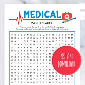 Medical Word Search | Nurse Word Search | Healthcare Word Search ...