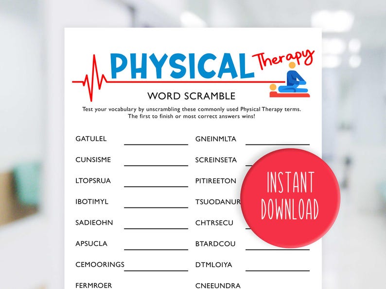 Physical Therapy Word Scramble | Physical Therapy Game | Physical ...