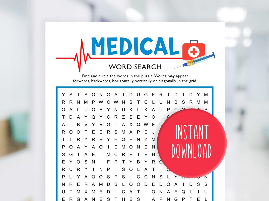 Medical Word Search | Nurse Word Search | Healthcare Word Search ...