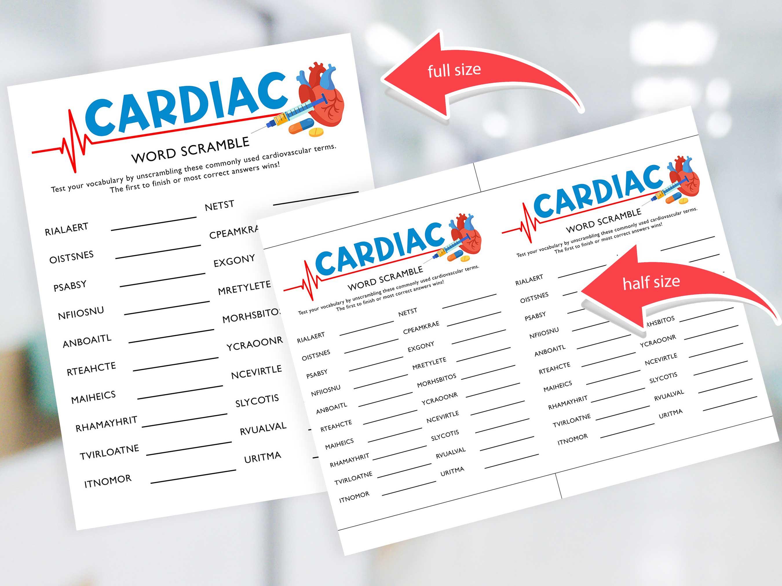 Cardiovascular Word Scramble | Cardiology Word Scramble ...