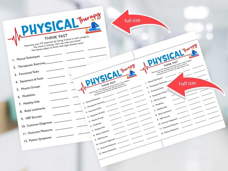 Physical Therapy Think Fast Game | Physical Therapy Game ...
