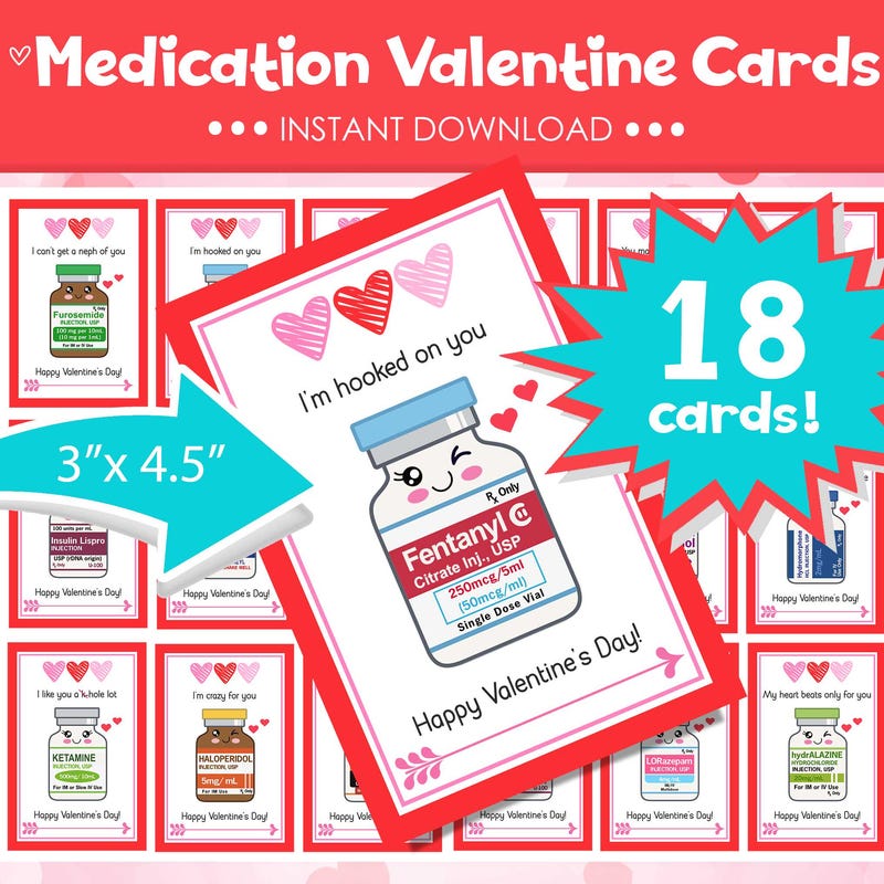 Medical Valentines Day Cards Printable - Etsy
