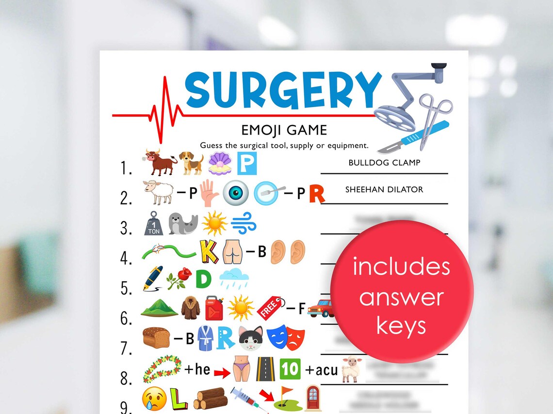Surgery Emoji Game - Medical Emoji Game - OR Nurse Game - Surgical Tech ...