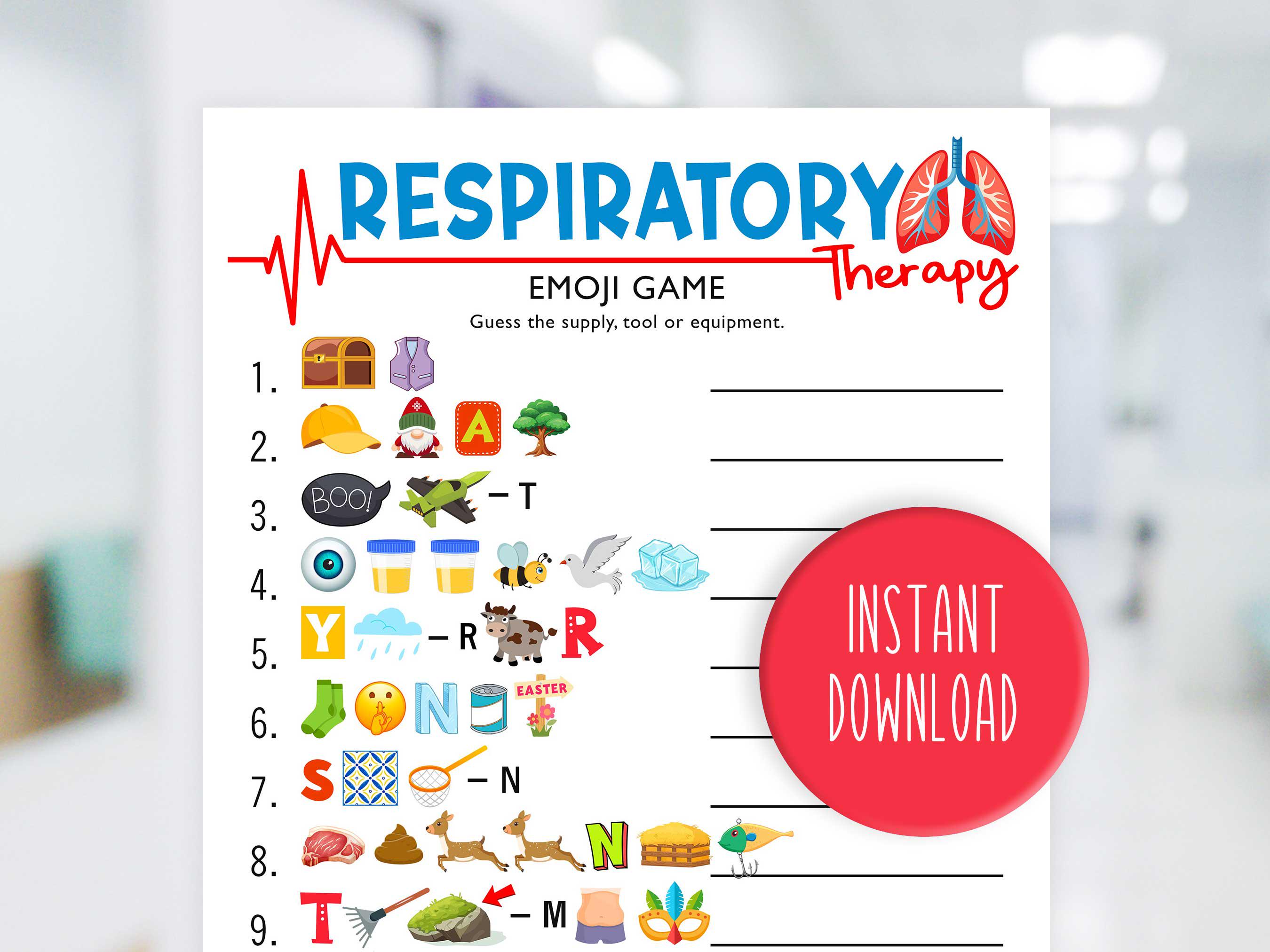 Respiratory Therapy Emoji Game - RT Supplies Emoji Game - Respiratory ...