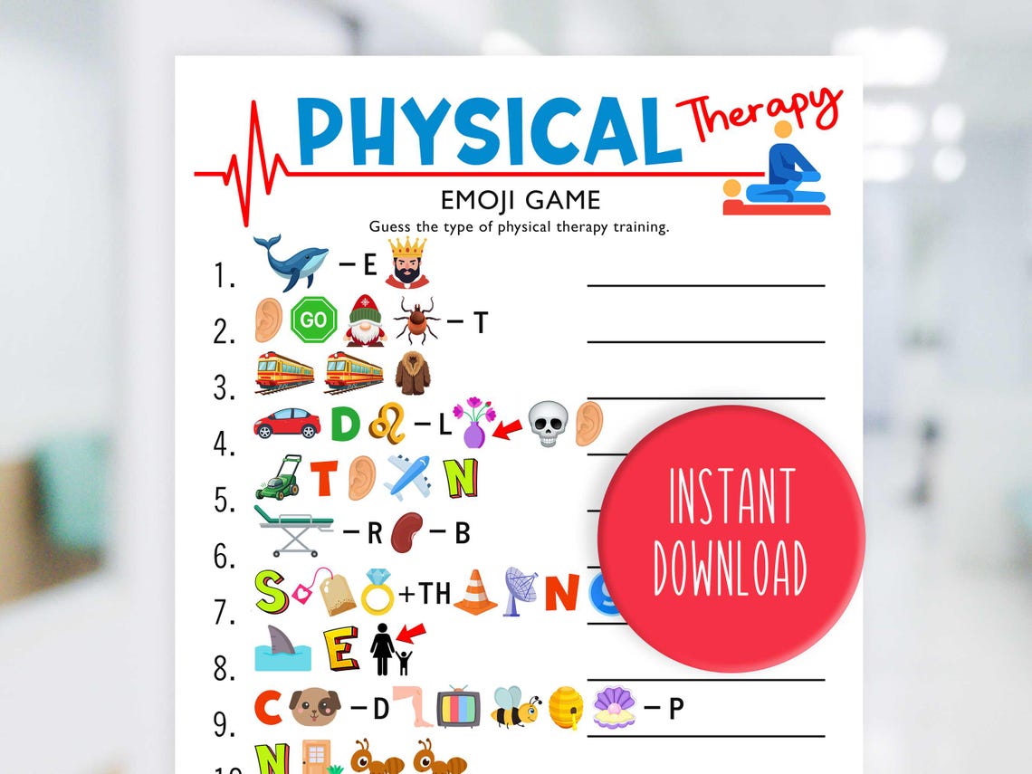 Physical Therapy Emoji Game | Physical Therapist Game | Physical ...