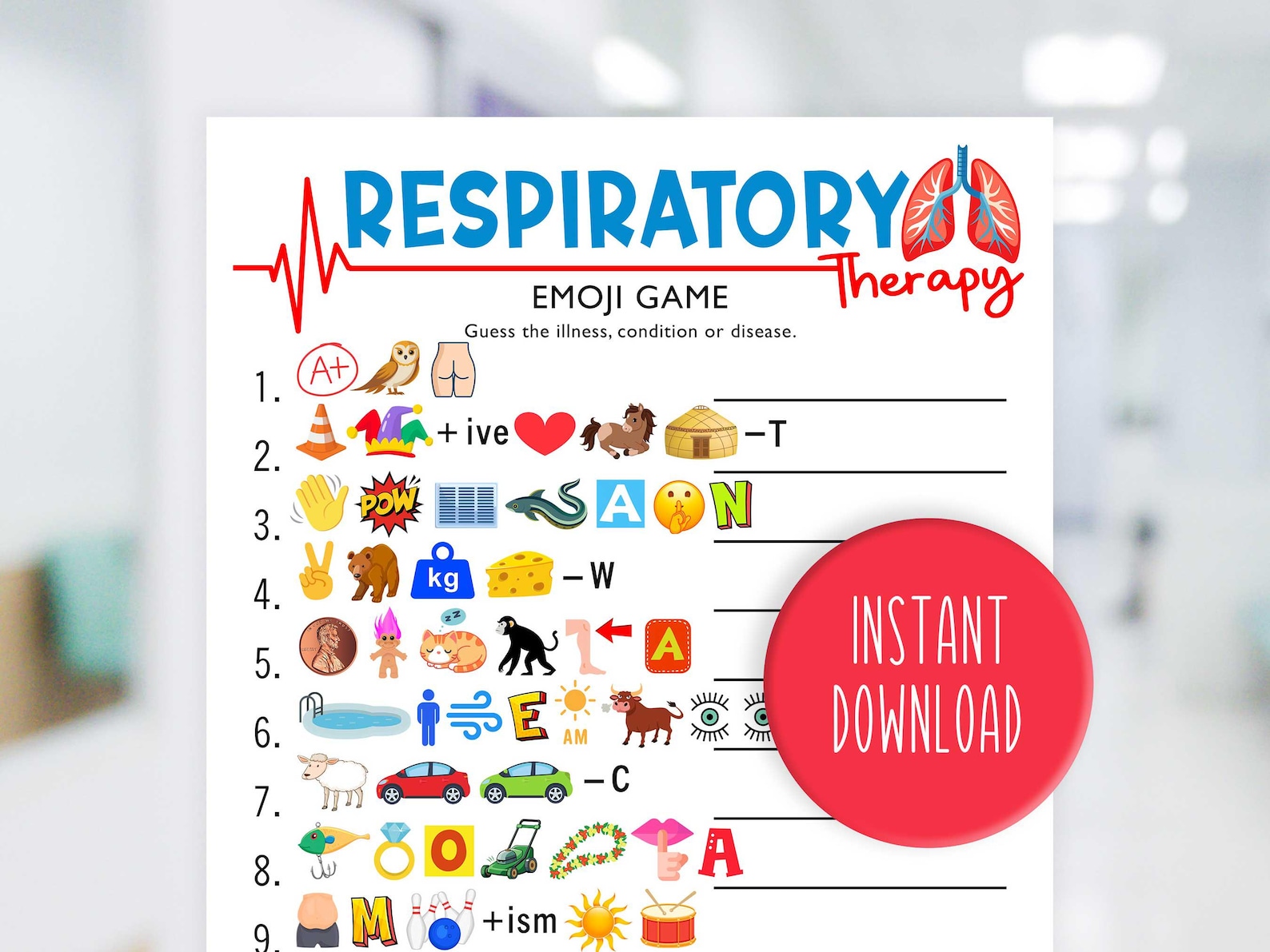 Respiratory Therapy Emoji Game - Disease Emoji Game - Respiratory ...