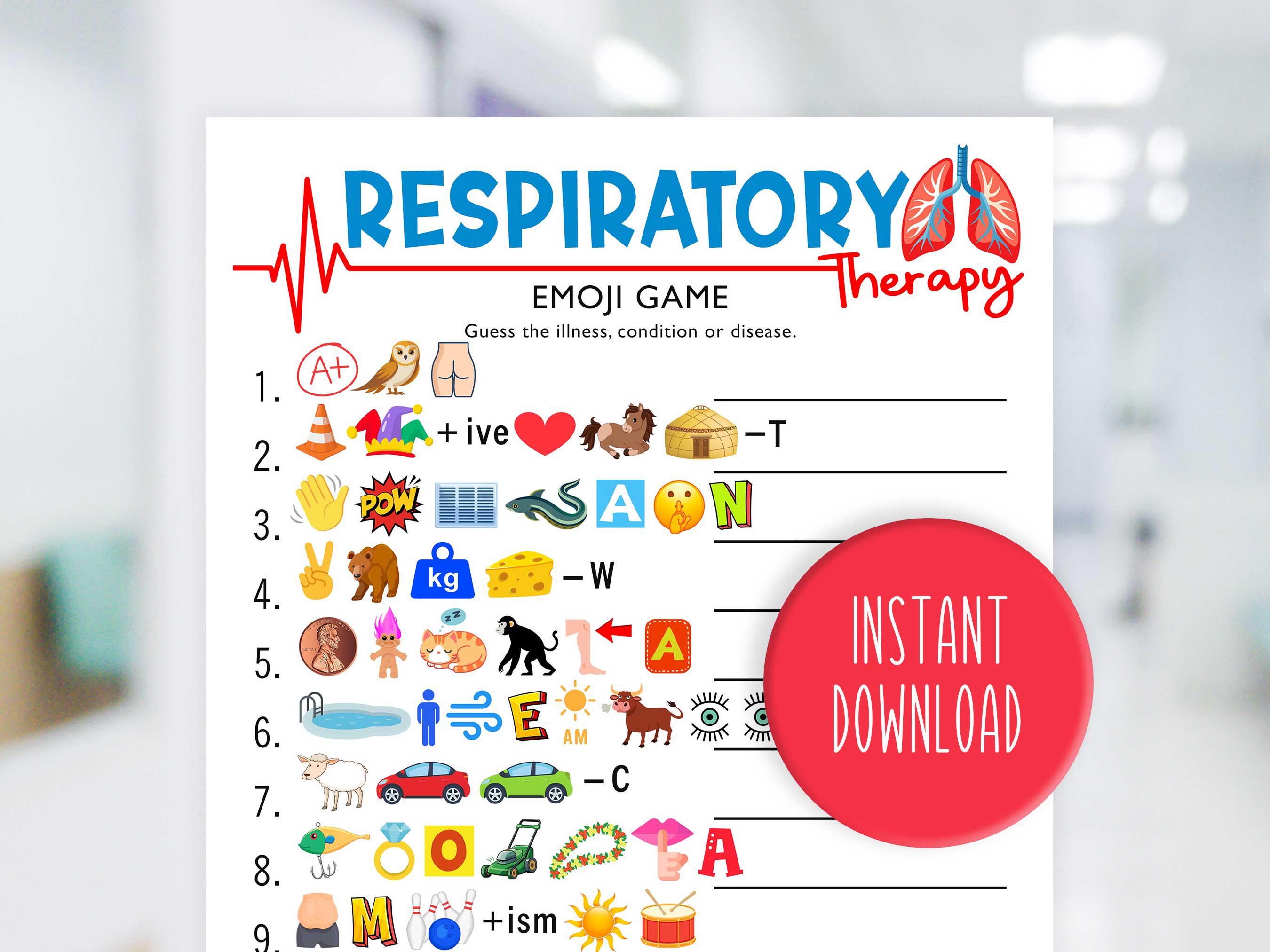 Respiratory Therapy Emoji Game - Disease Emoji Game - Respiratory ...