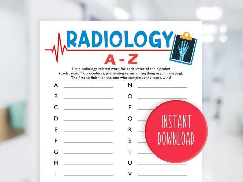 Radiology A to Z Game | Radiology Game | Rad Tech Activity | Radiology ...