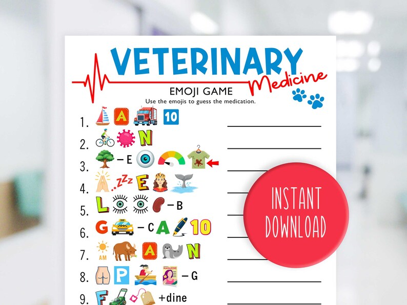 Veterinary Medication Game | Vet Tech Game | Vet Tech Icebreaker | Vet ...